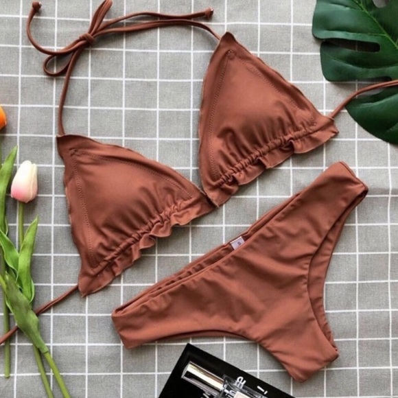 JV Boutique | Swim | Erin Ruffled Triangle Bikini Set | Poshmark